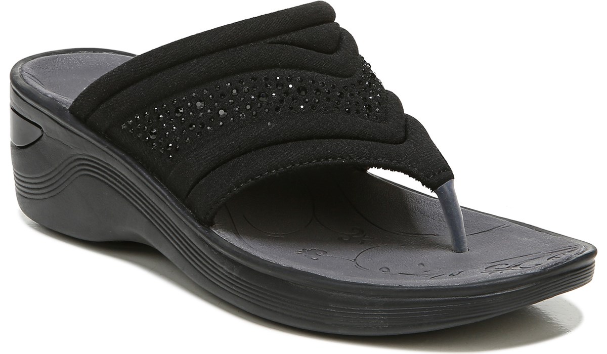Washable Dazzle Me Flip Flop Wedge Sandal in Black | Bzees